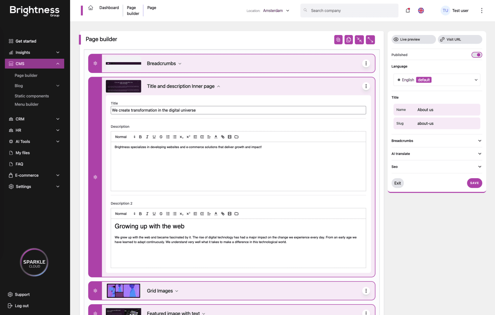 Sparkle Cloud, the ALL-IN-ONE software solution by Brightness.